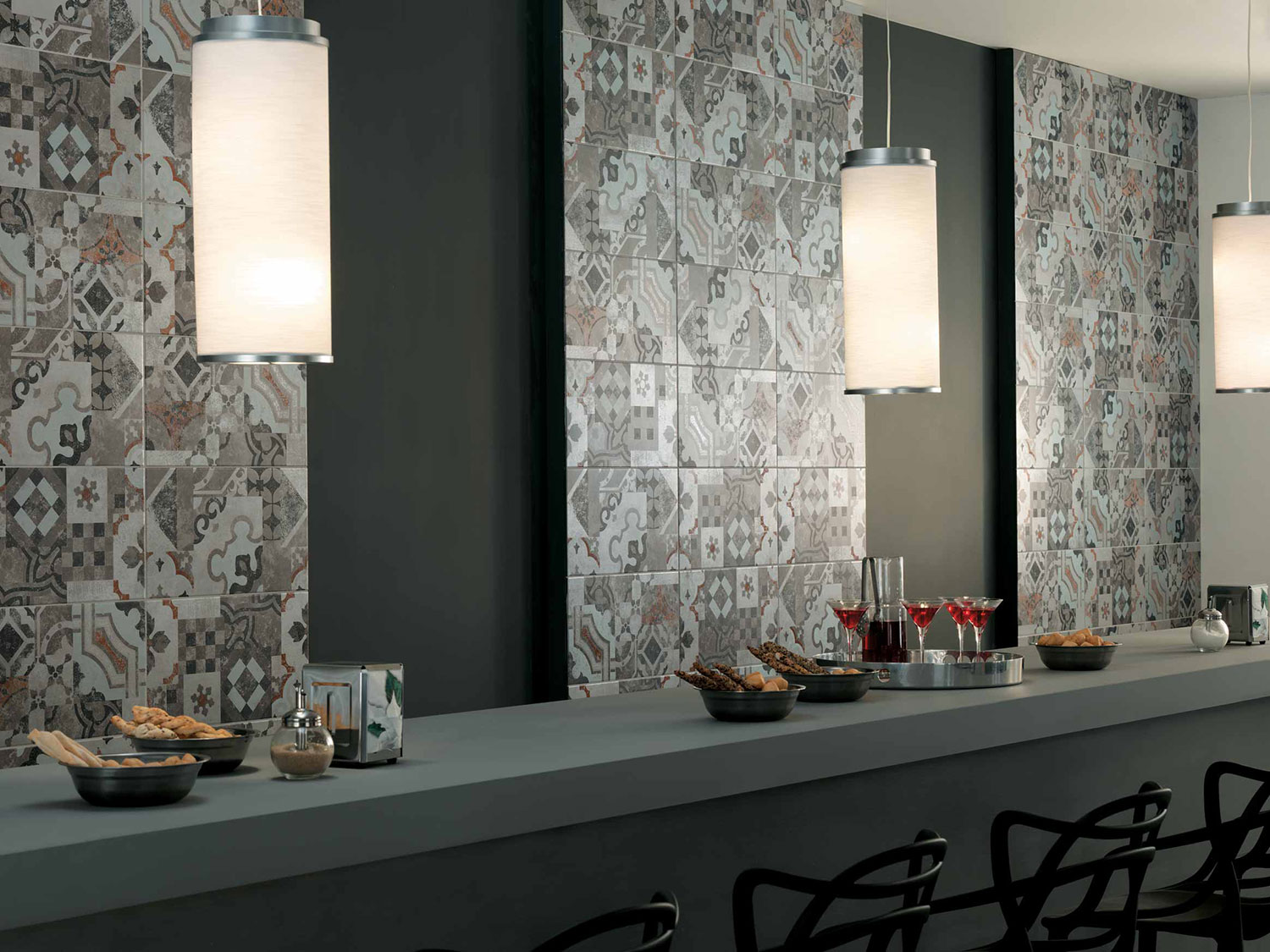 Multi-coloured Tiles that looks like Concrete | Concrete effect tiles