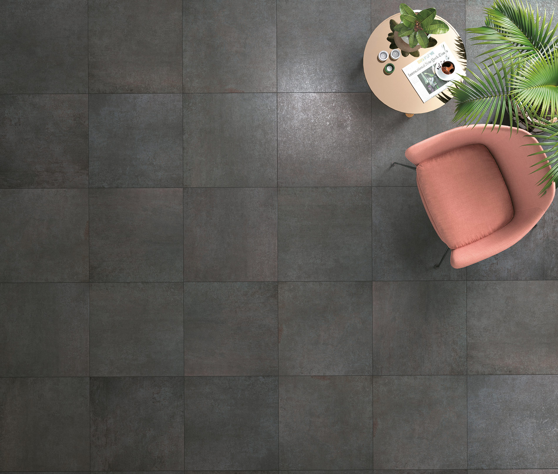 Talm: Concrete look ceramic tiles for interior floors and walls
