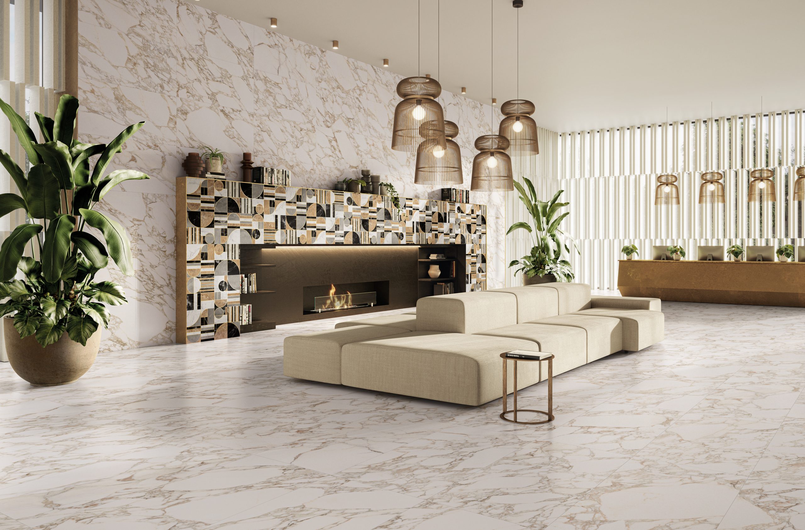 Tiles that looks like marble for living room - Novoceram